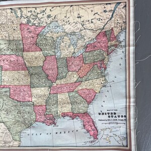 USA Map Fabric Piece. 17.5 by 12 Inch. Small Vintage United States of ...