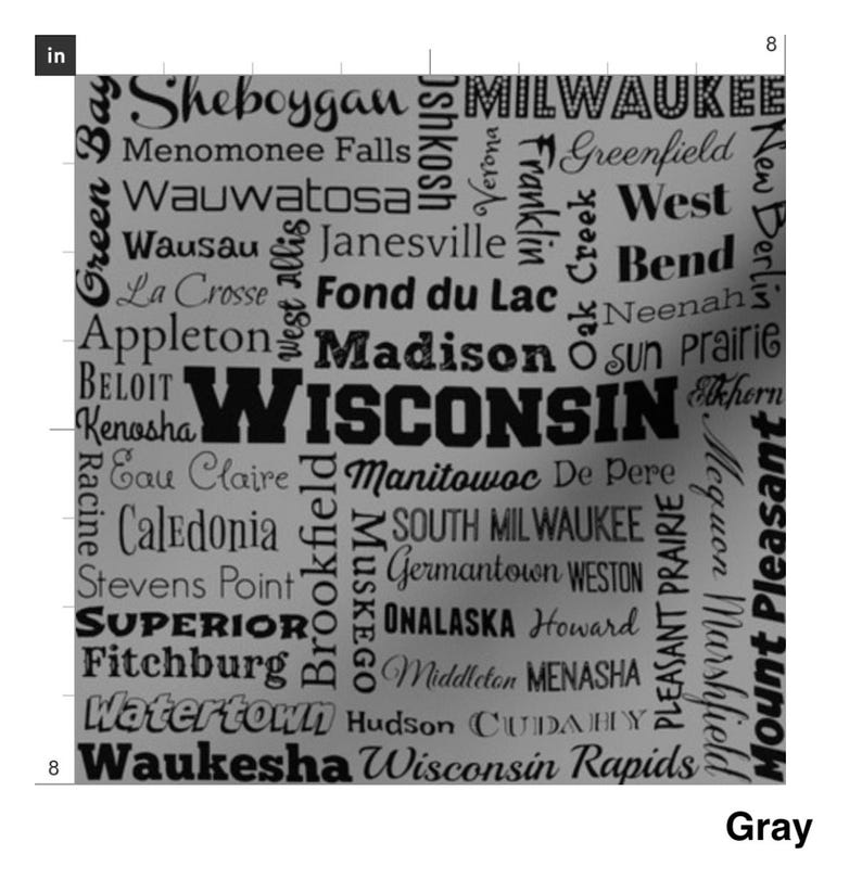Wisconsin Fabric Fat Quarter (FQ). WI Cities Cotton Material. Ready to ...