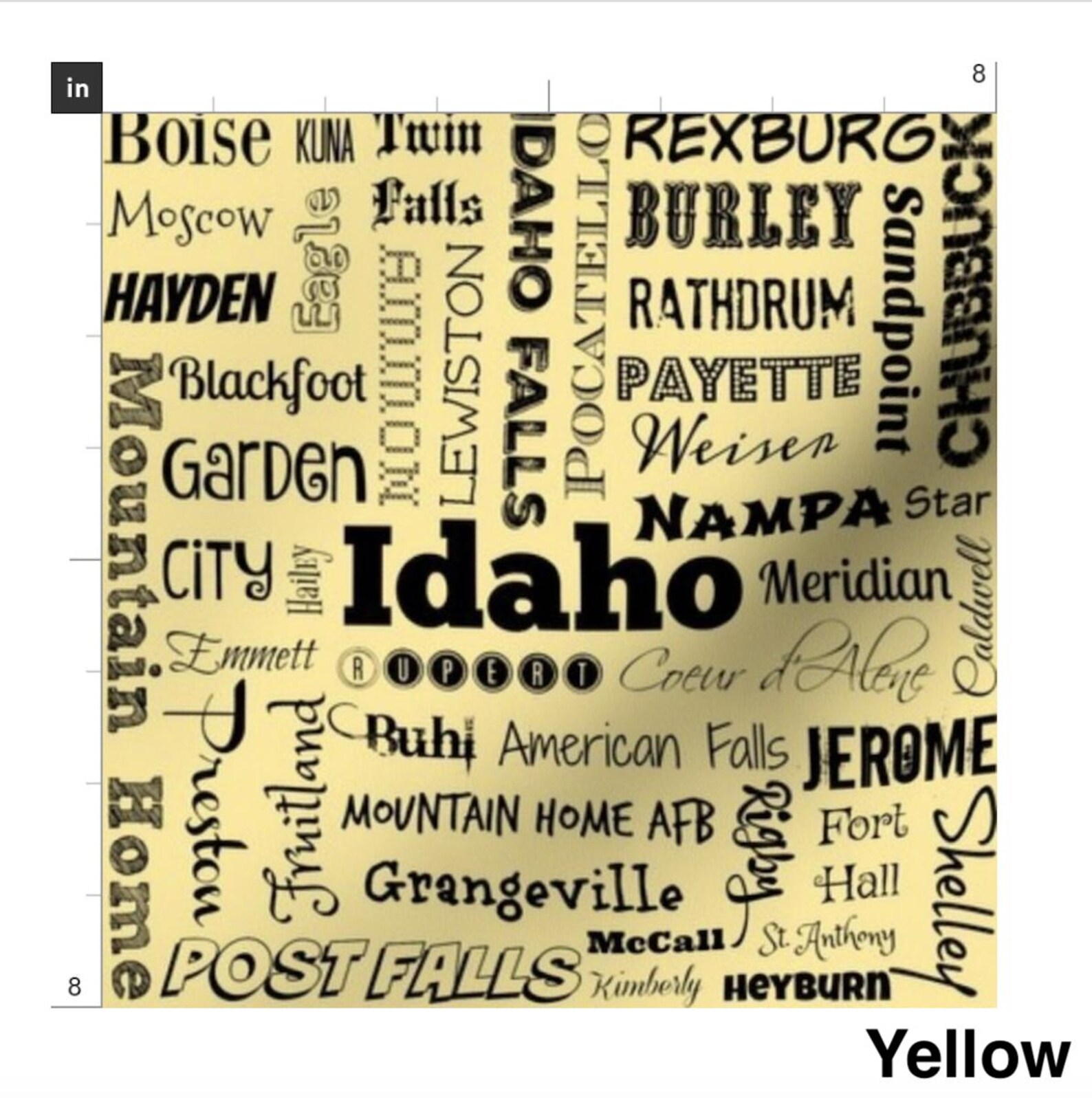 Idaho Fabric Yardage. ID Cities Cotton Material by the Fat Quarter or ...
