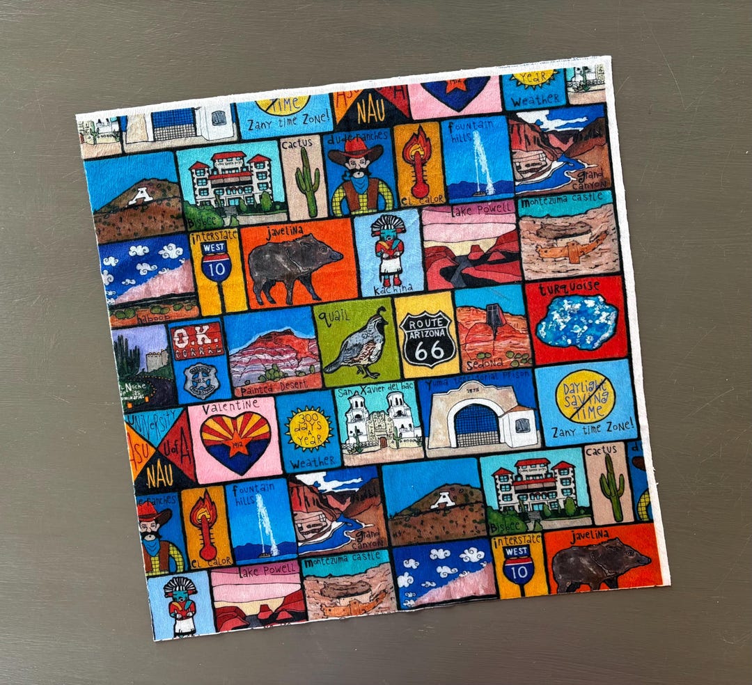 Arizona Alphabet Minky Fabric Piece. Approximately 18 by 18 Inch Square ...