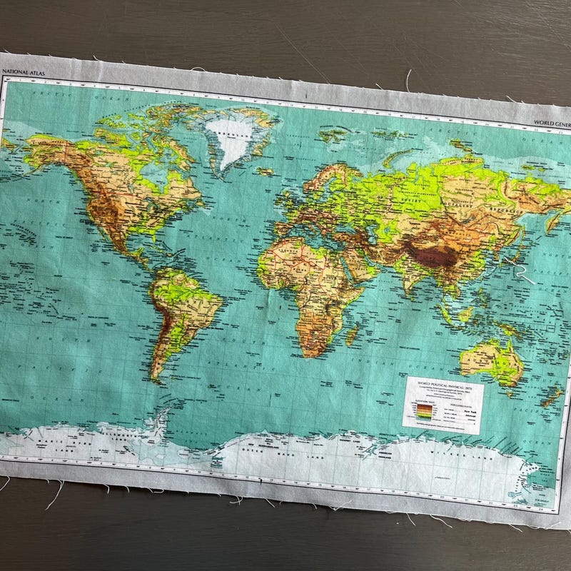 World Map Fabric - Etsy