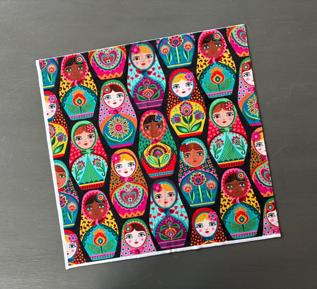 Russian Doll Minky Fabric Piece for Girls. 18 by 18 Inch Square. Soft ...