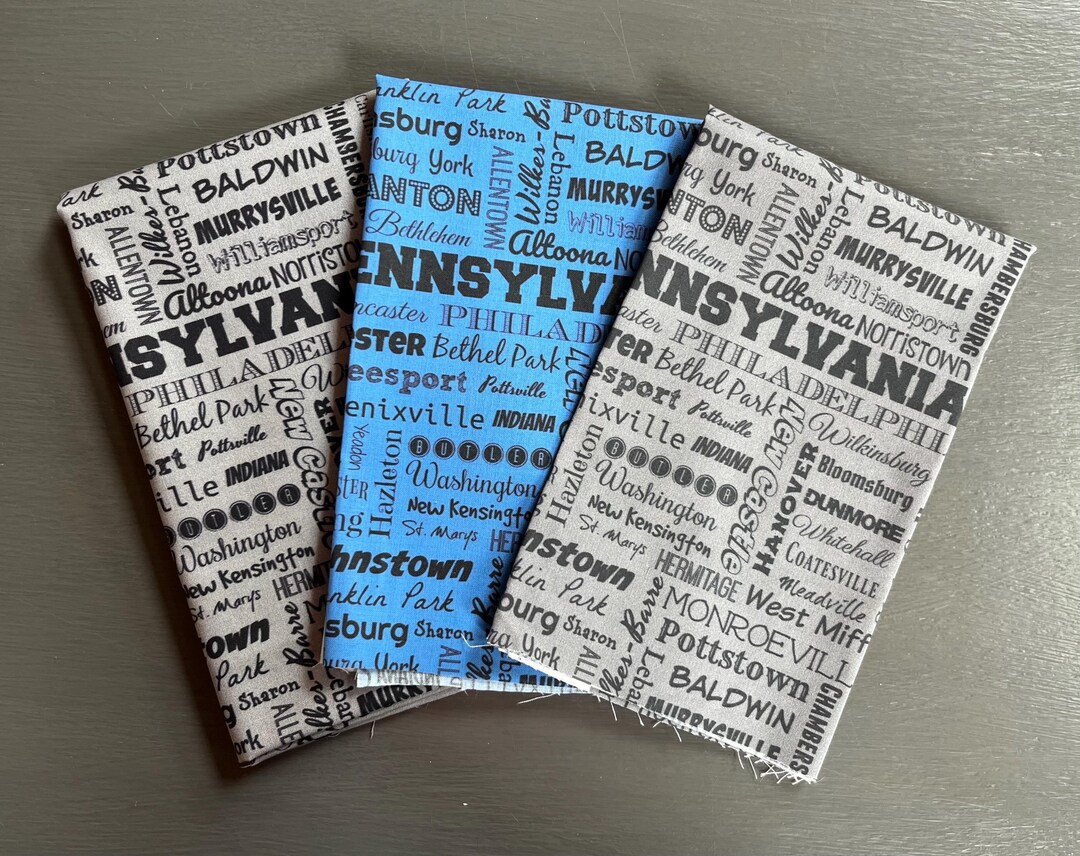 Pennsylvania Fabric Yardage. PA Cities Cotton Material by the Fat ...
