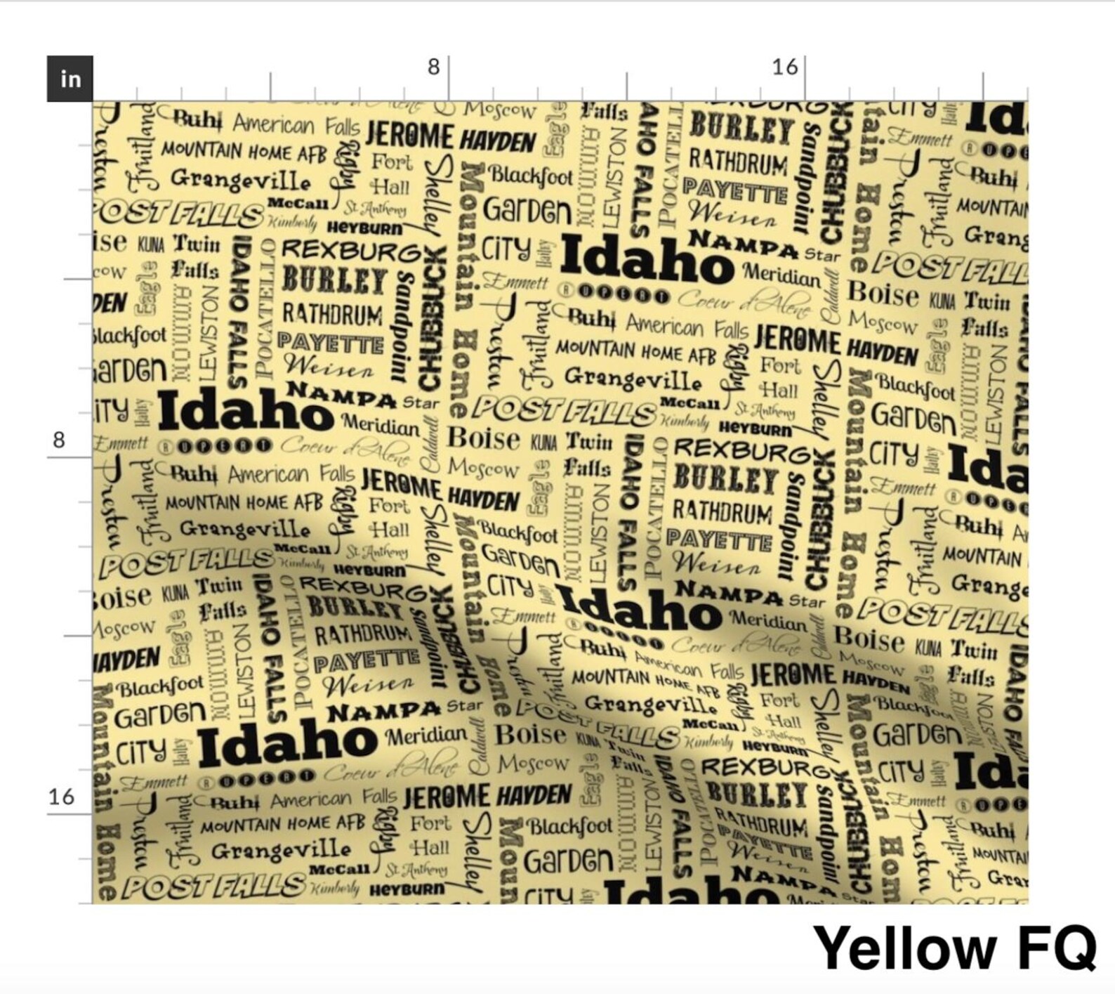 Idaho Fabric Yardage. ID Cities Cotton Material by the Fat Quarter or ...