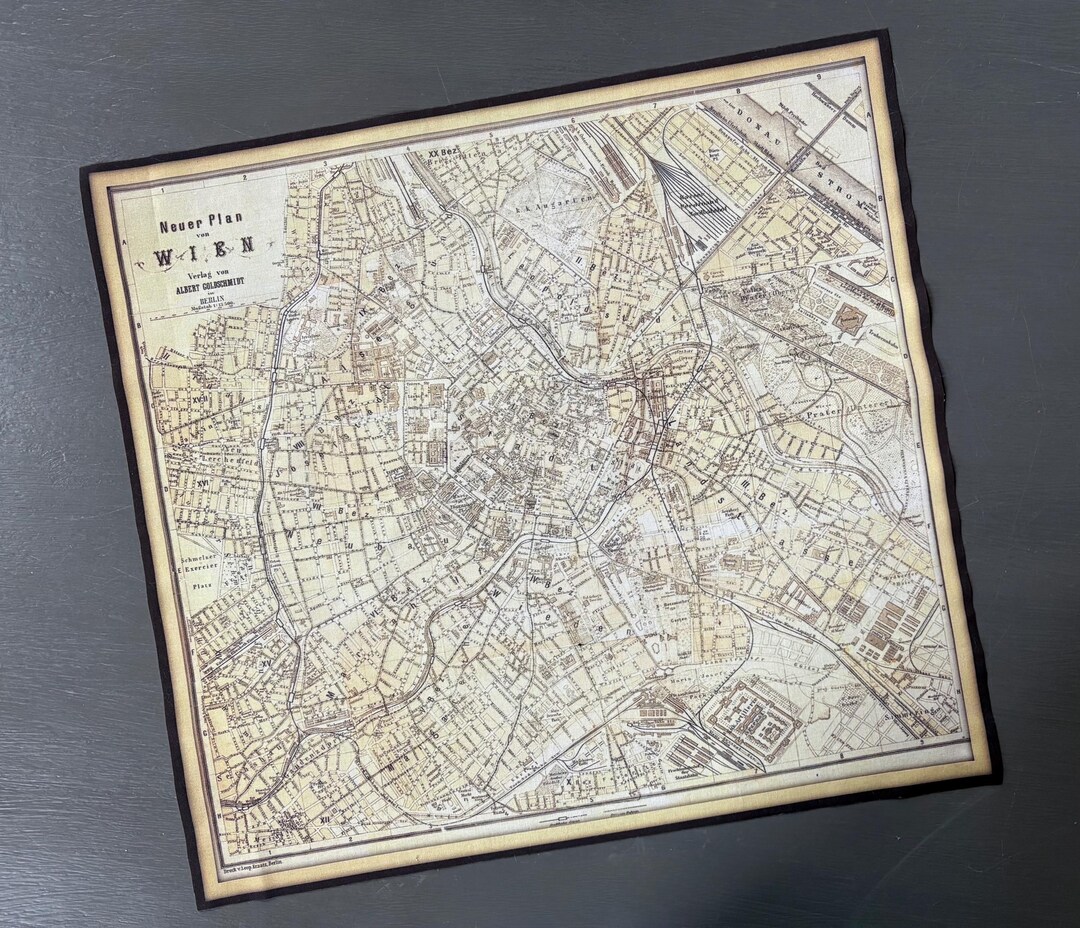 Vienna Map Fabric Piece. 17.75 by 19.25 Inch. Vintage Austria Small Map ...