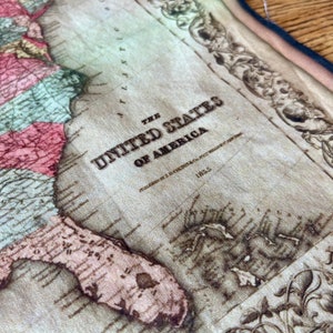 USA Map Fabric Piece. 20 by 13.5 Inch. Small Vintage United States of ...