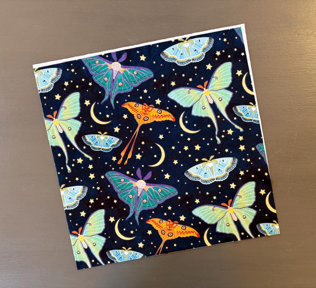 Moon Moth Minky Fabric Piece. Approximately 18 by 18 Inch Square. Soft ...