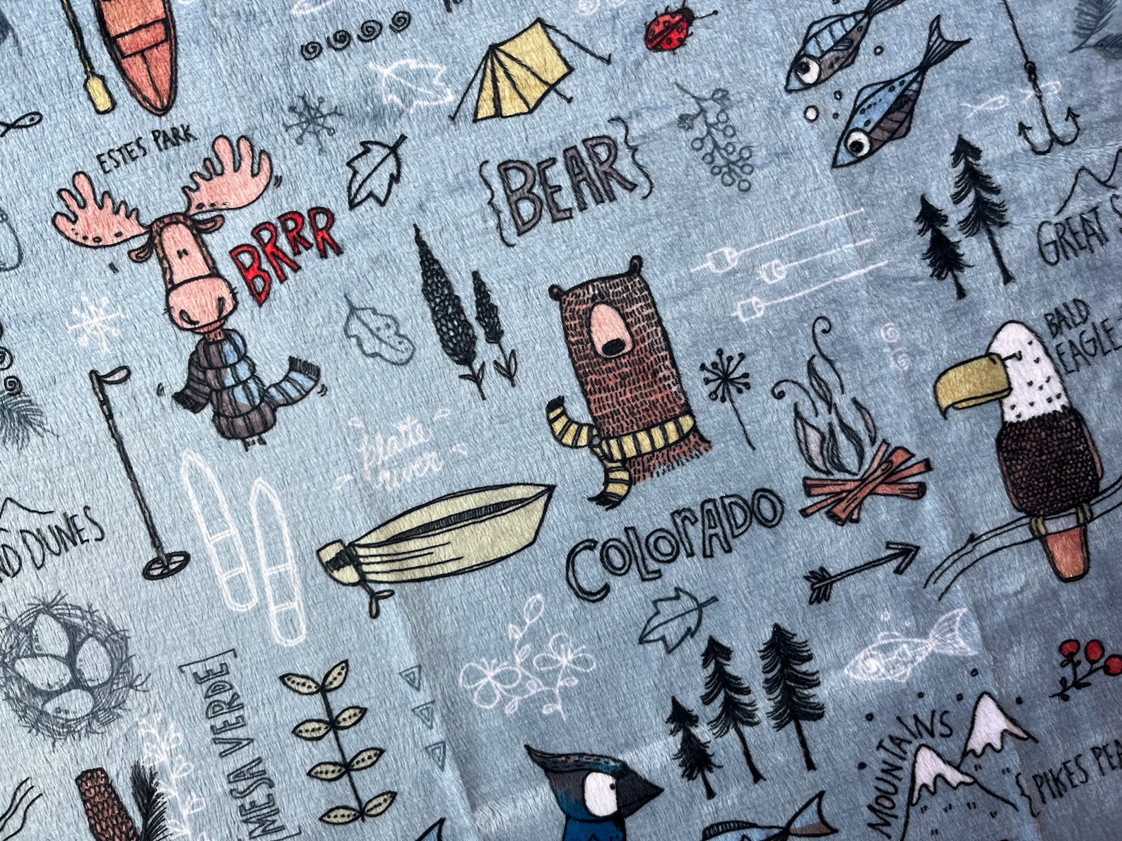 Colorado Minky Fabric Piece. 18 by 18 Inch Square. Soft CO Animal ...