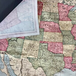 USA Map Fabric Piece. 17.5 by 12 Inch. Small Vintage United States of ...