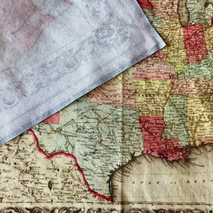 USA Map Fabric Piece. 20 by 13.5 Inch. Small Vintage United States of ...