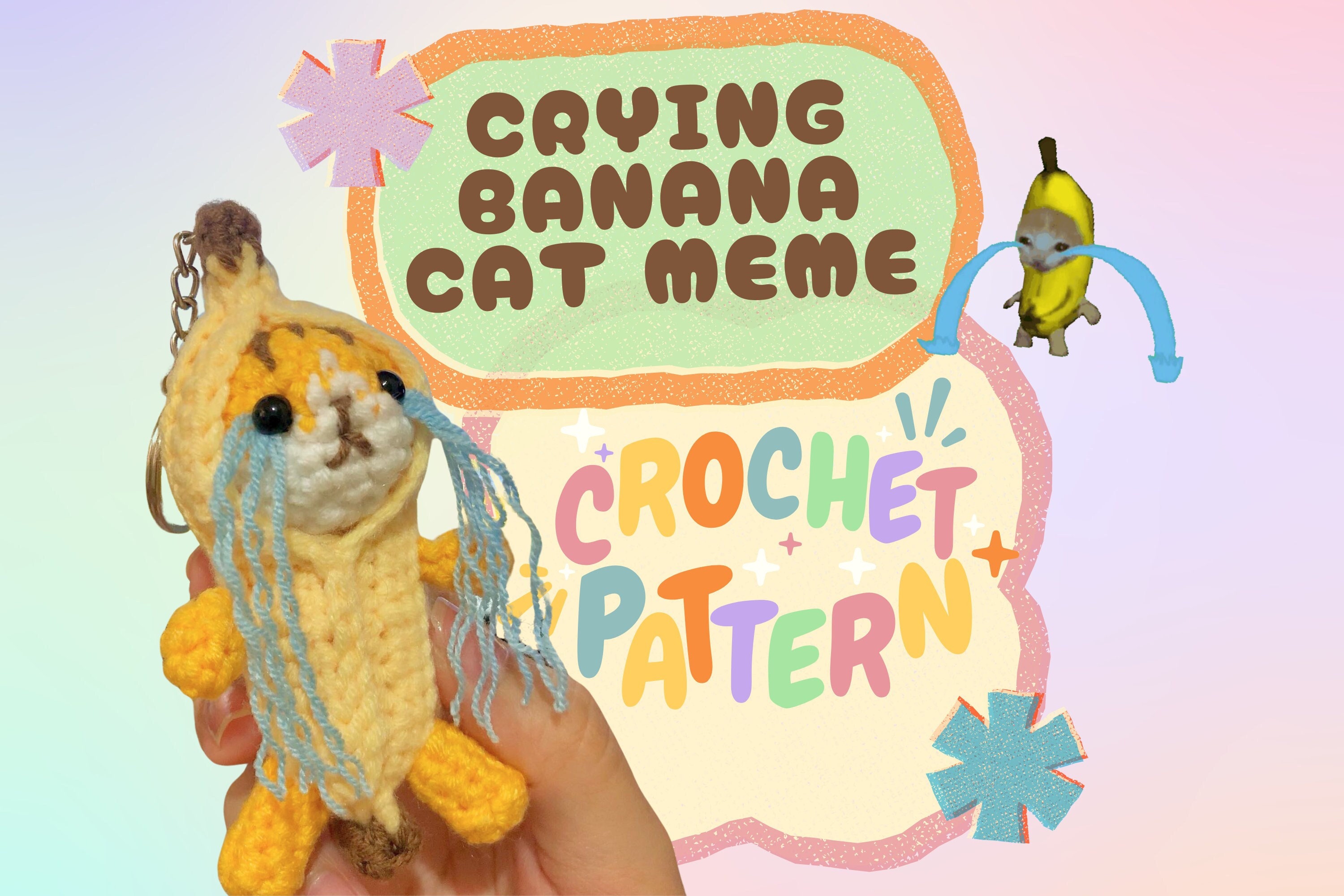 Crying Banana Cat Meme PDF Crochet Pattern - Etsy