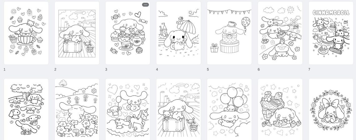 Cute Cinna Mon Roll Coloring Pages | Kitty and Friends - Etsy