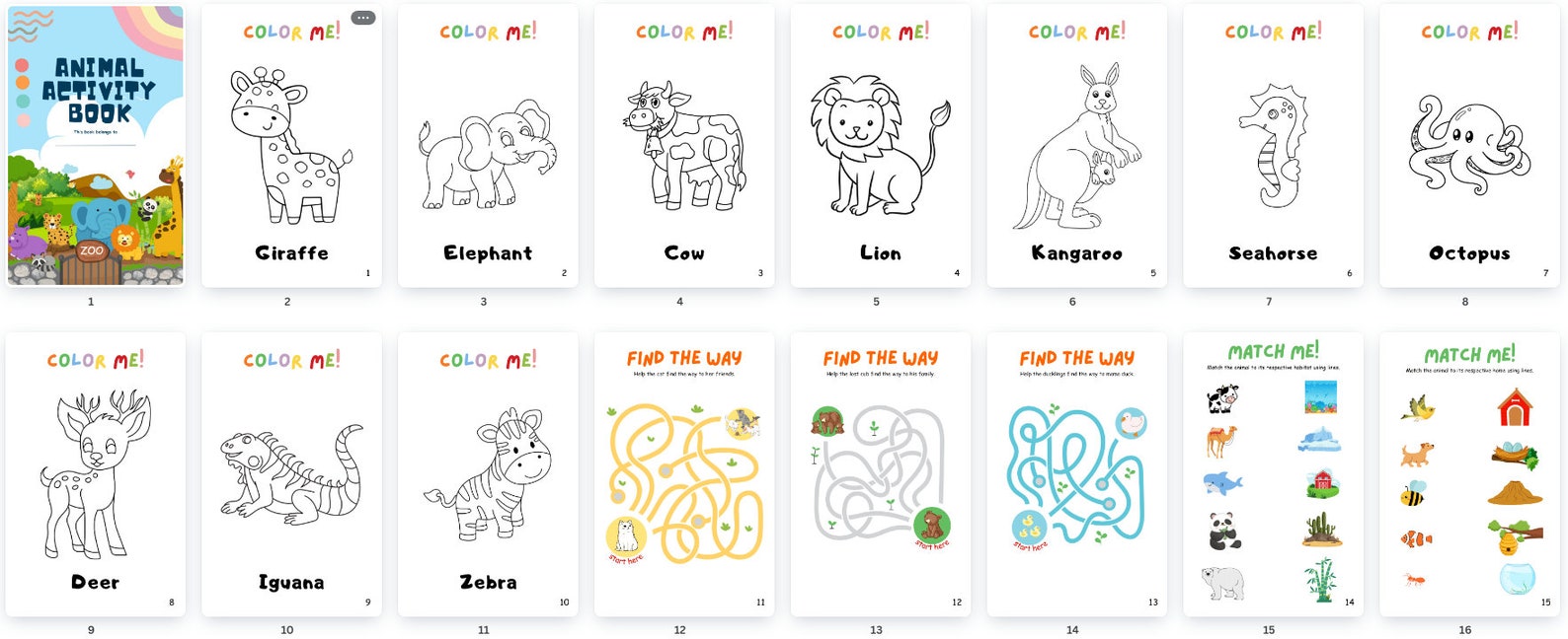 Animal Activity Book | Coloring, Writing, and More Fun Activities for ...