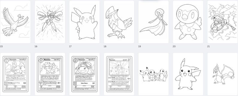 Pokemon 100 Coloring Pages | Digital | Printable - Etsy