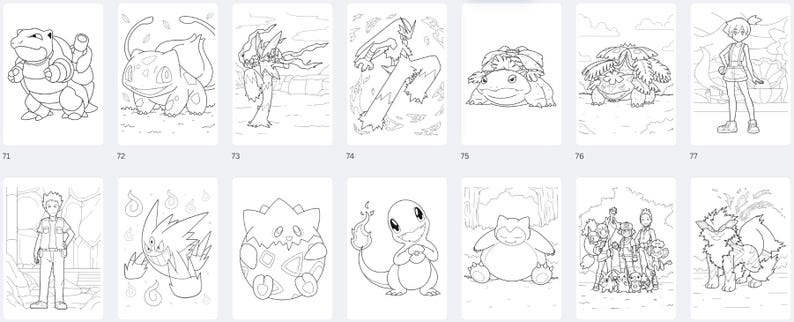 Pokemon 100 Coloring Pages | Digital | Printable - Etsy