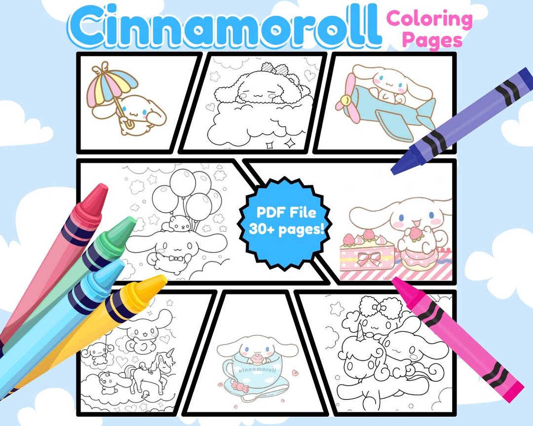 Cute Cinna Mon Roll Coloring Pages | Kitty and Friends - Etsy