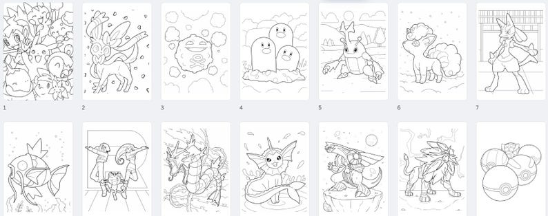 Pokemon 100 Coloring Pages | Digital | Printable - Etsy