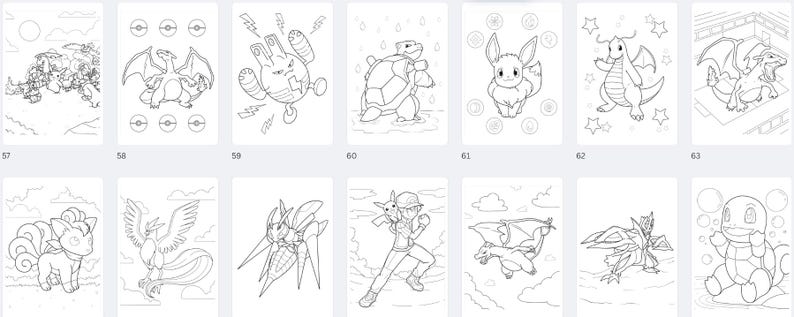Pokemon 100 Coloring Pages | Digital | Printable - Etsy