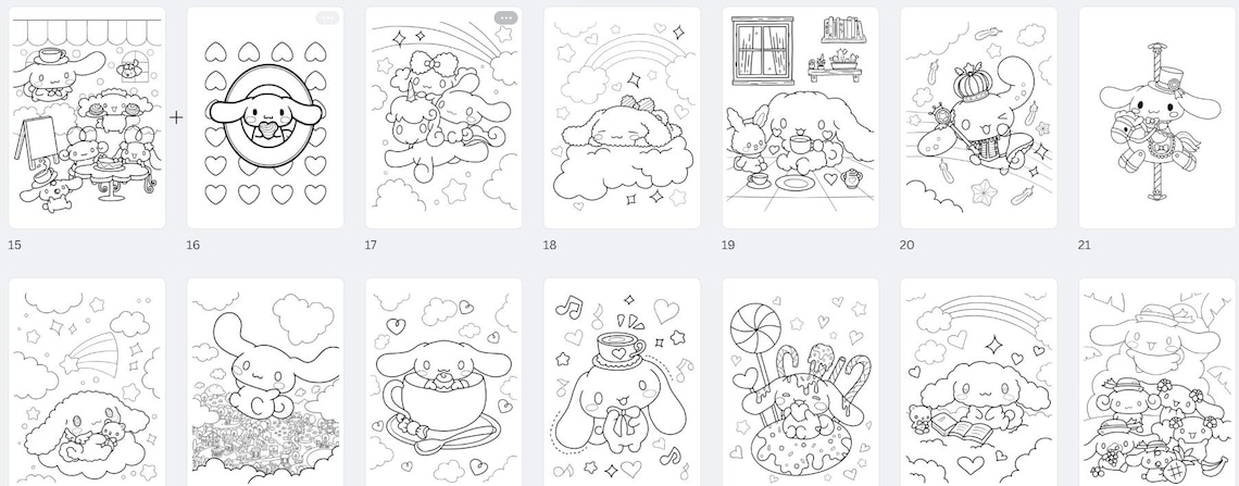 Cute Cinna Mon Roll Coloring Pages | Kitty and Friends - Etsy