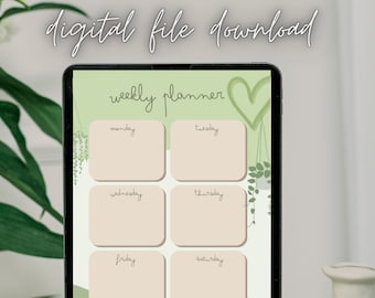 Weekly Schedule Planner Printable Digital File Download Boho Plant ...