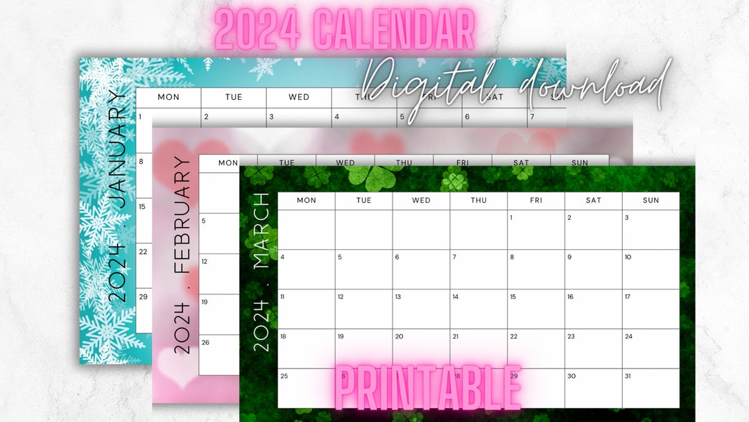 2024 Printable Calendar , Planner Yearly , PDF Digital File - Etsy