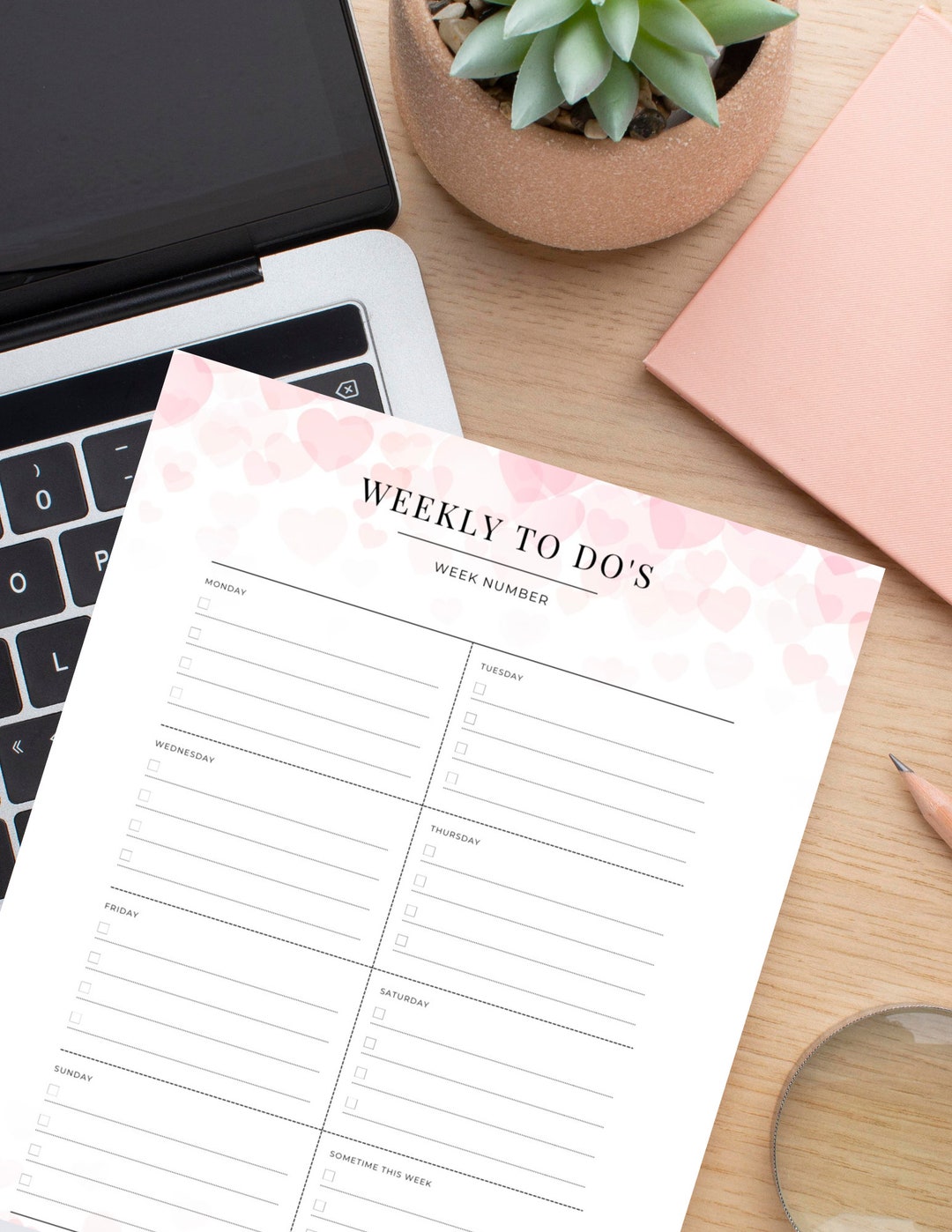 Valentines Hearts Digital File PDF Template | Planner Printable | Love ...