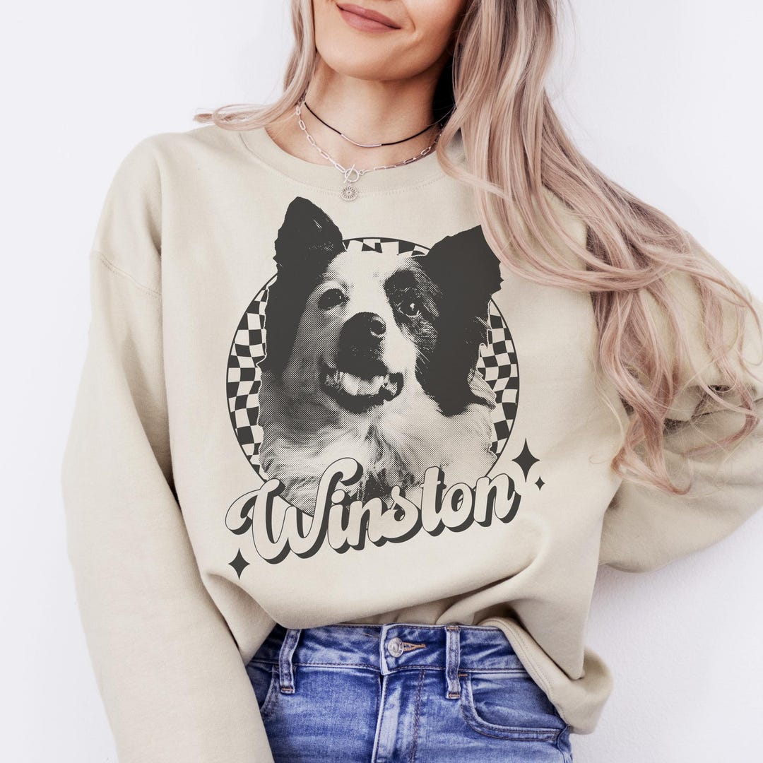 Custom Vintage Pet Unisex Sweatshirt, Pet Photo + Name Custom ...
