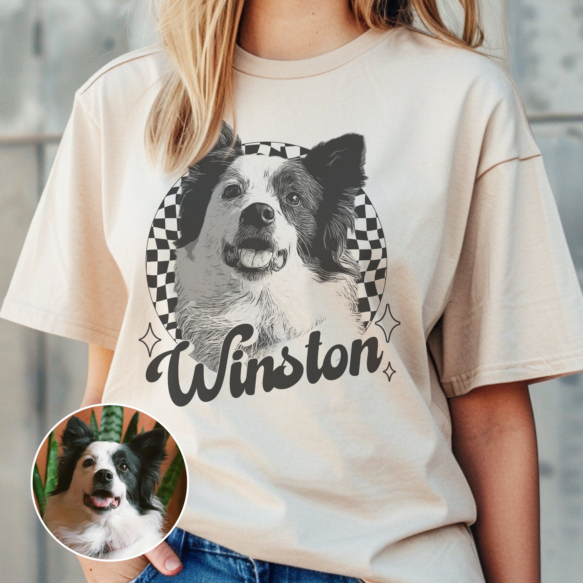 Custom Vintage Pet Unisex T-shirt, Pet Photo Name Custom Personalized ...