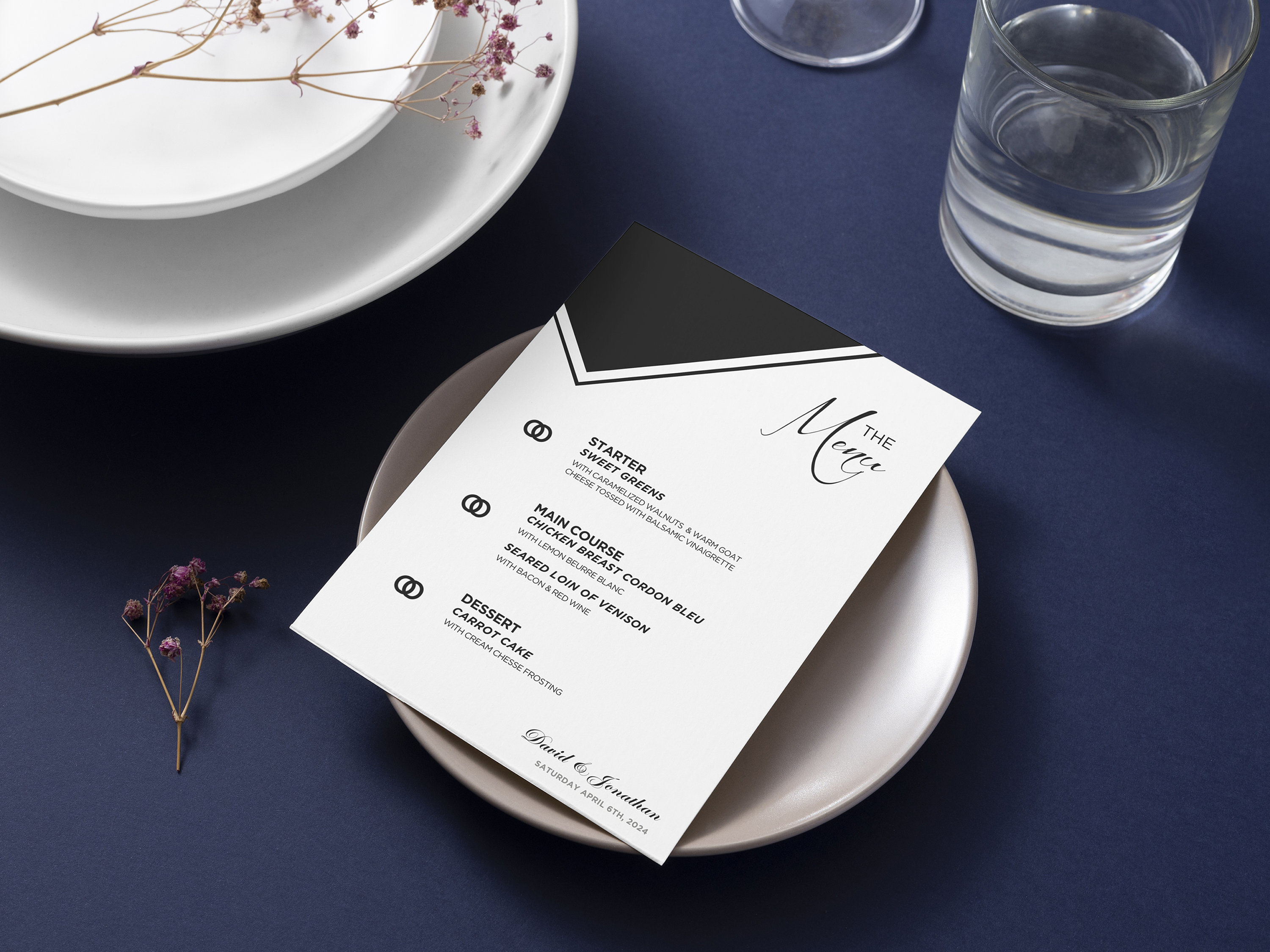 Template for Wedding Menu, Simple Wedding Menu Design, Editable and ...