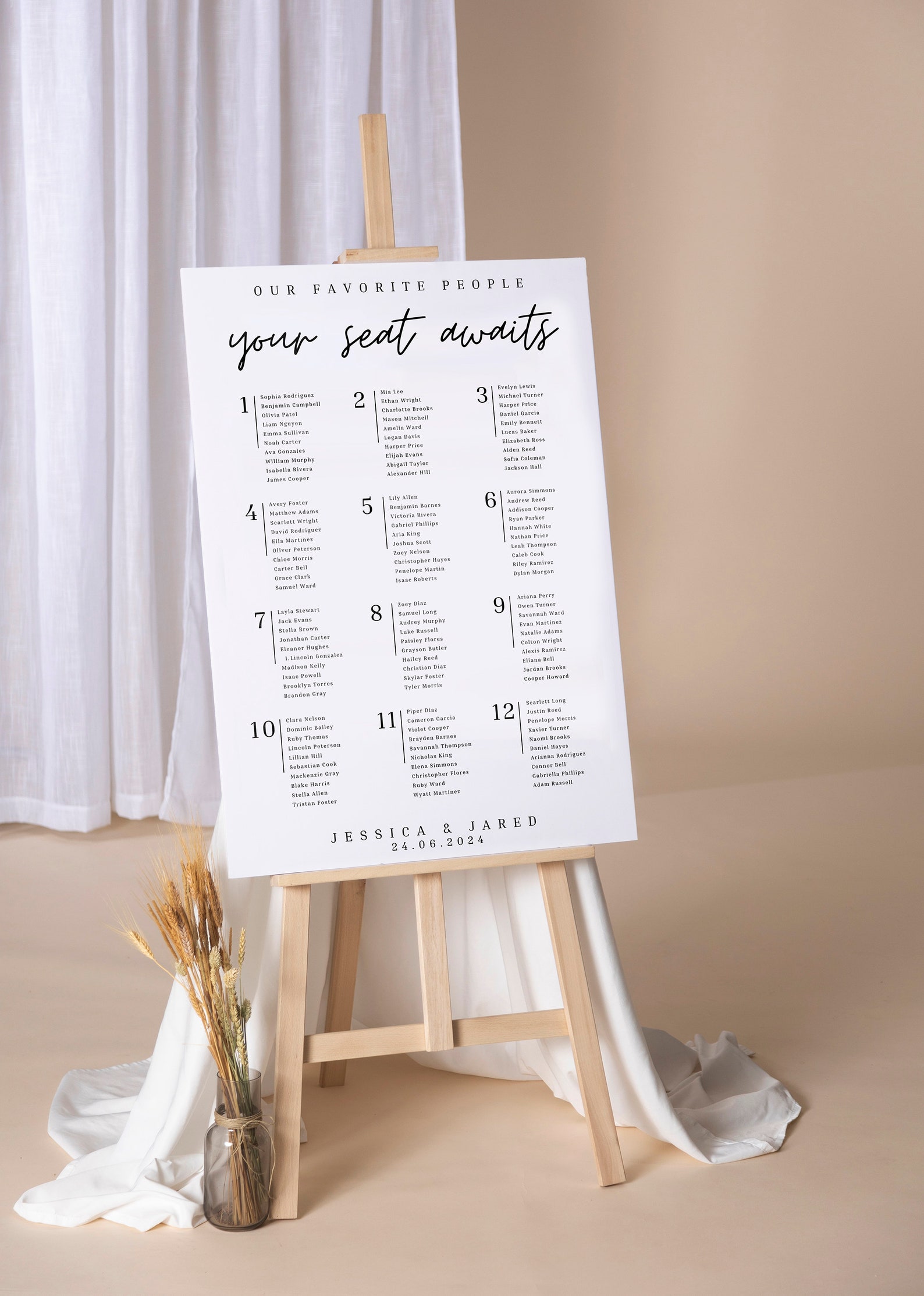 Wedding Seating Chart , Handwritten , Personalized , Name Plate ...