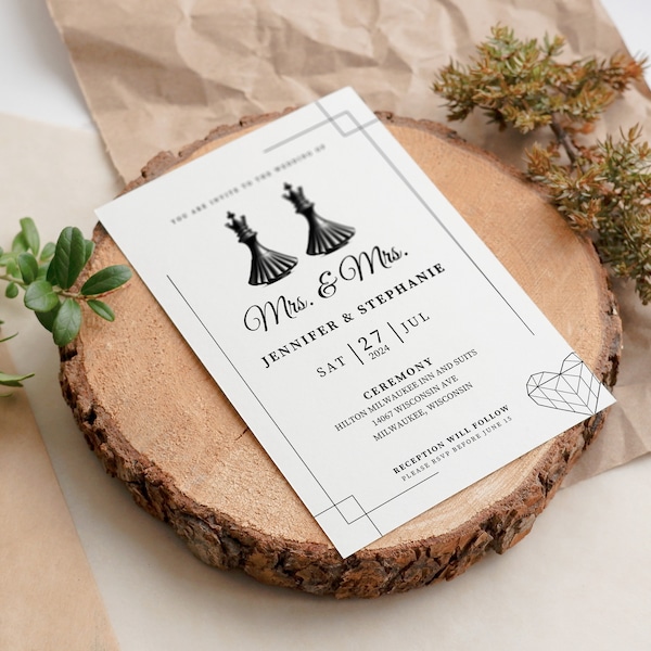Lesbian Wedding Invitation Etsy