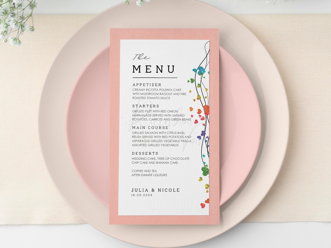 Event Menu Template, Editable Menu, Printable, Wedding Table Menu Card ...