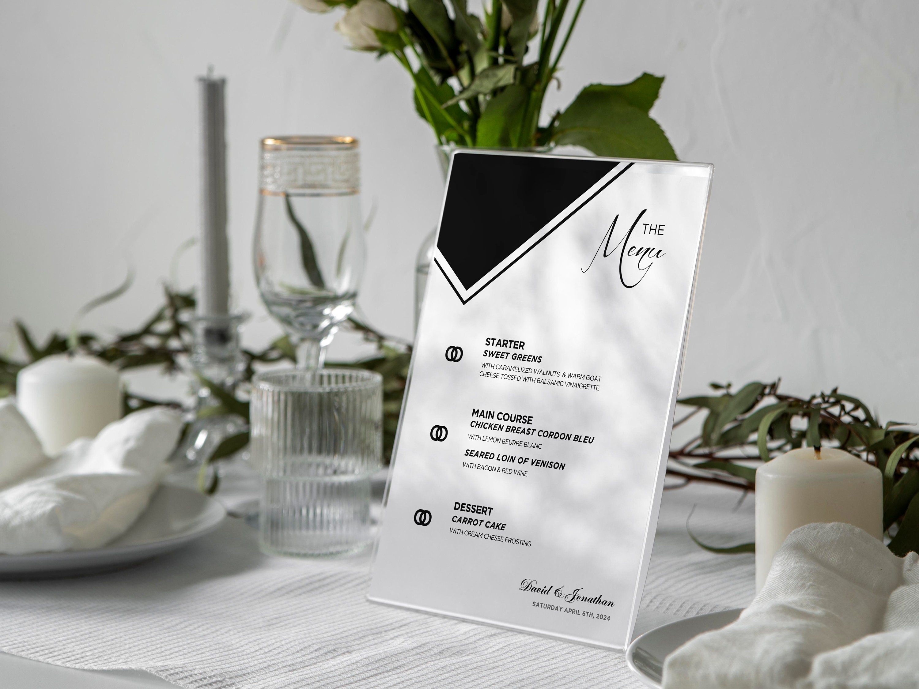 Template for Wedding Menu, Simple Wedding Menu Design, Editable and ...