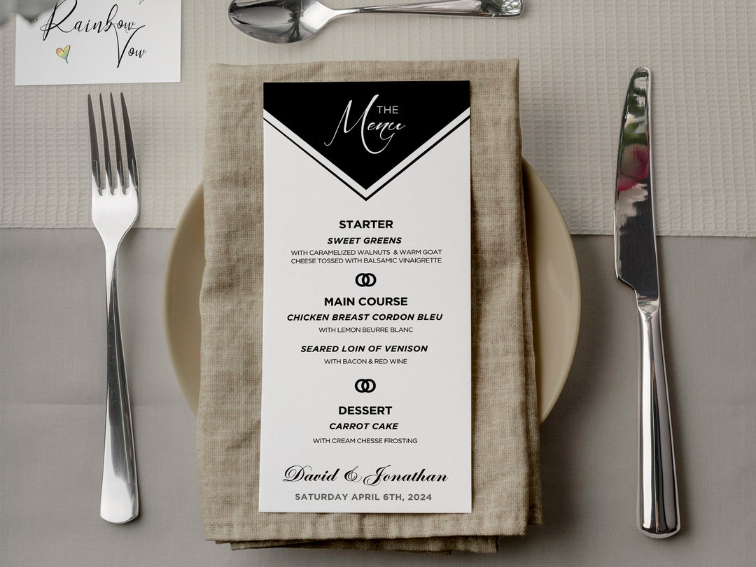 Template for Wedding Menu, Simple Wedding Menu Design, Editable and ...