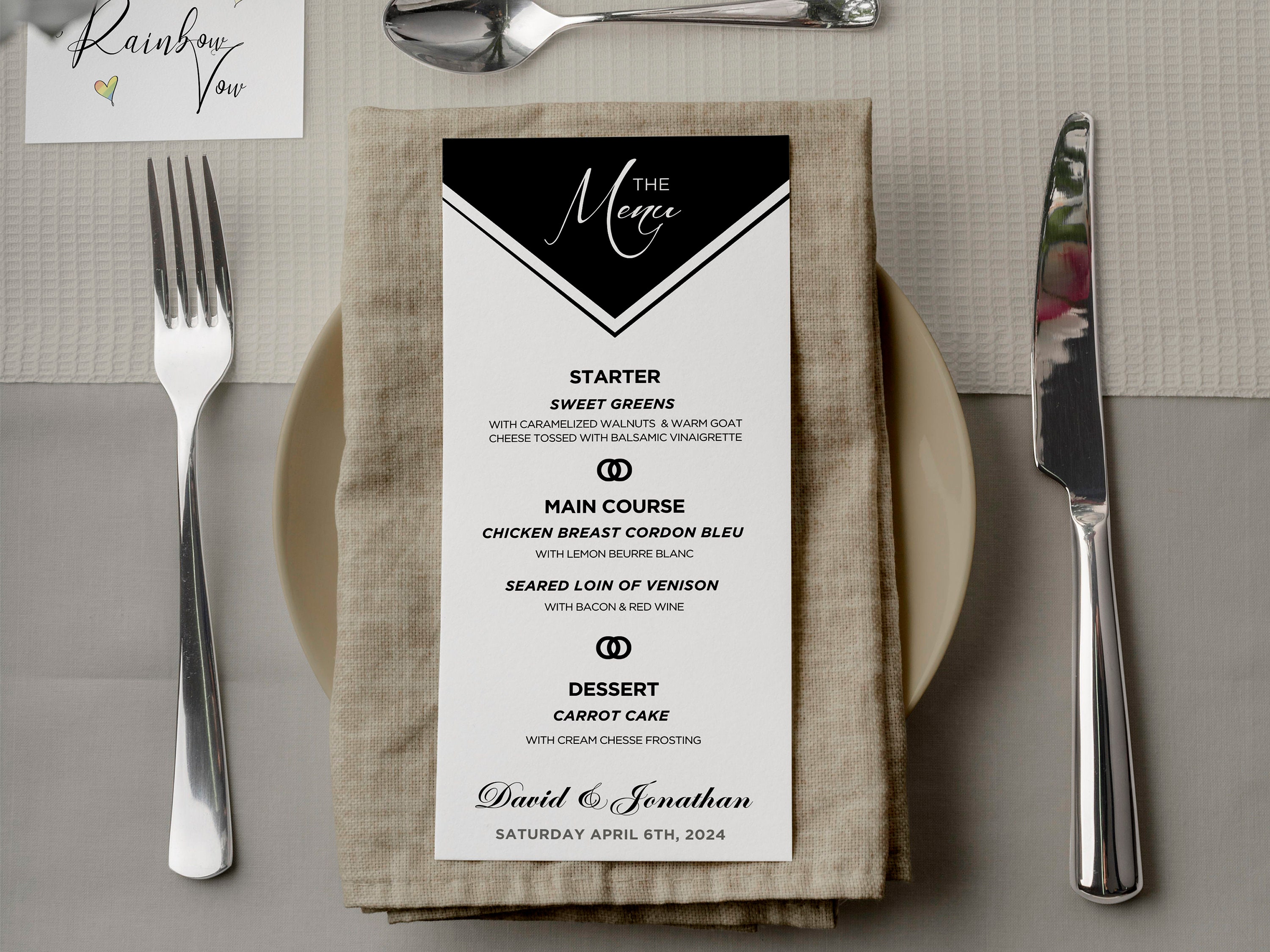 Template for Wedding Menu, Simple Wedding Menu Design, Editable and ...