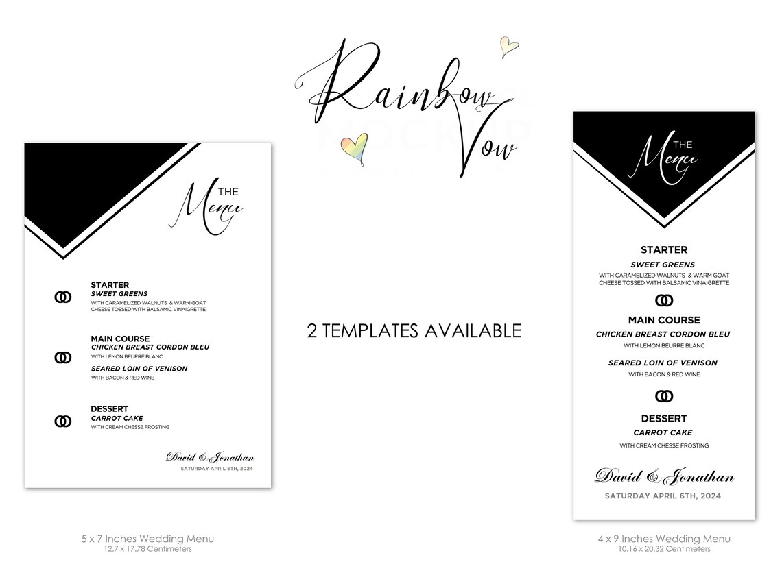 Template for Wedding Menu, Simple Wedding Menu Design, Editable and ...