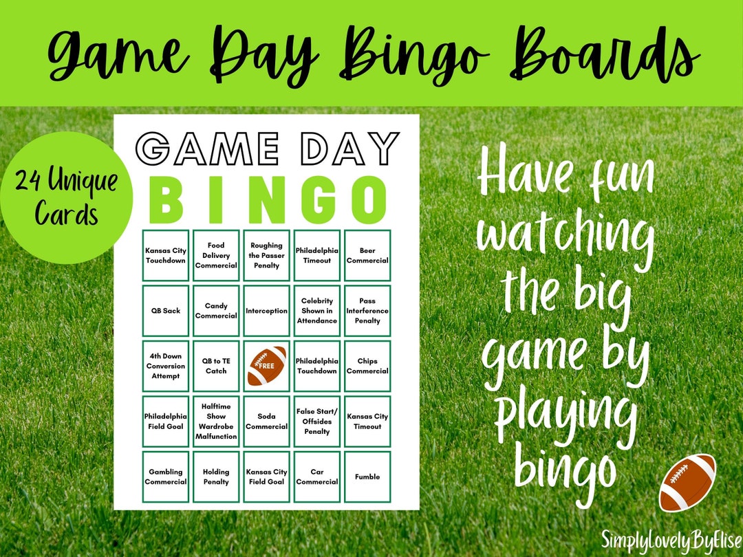 Game Day Bingo- Made for 2025 Big Football Game- 24 Unique Football ...