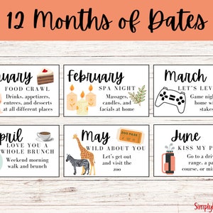 12 Months of Dates- Anniversary Gift- Valentine's Day Gift for ...
