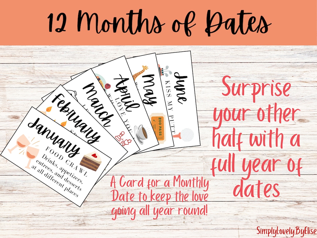 12 Months of Dates- Anniversary Gift- Valentine's Day Gift for ...