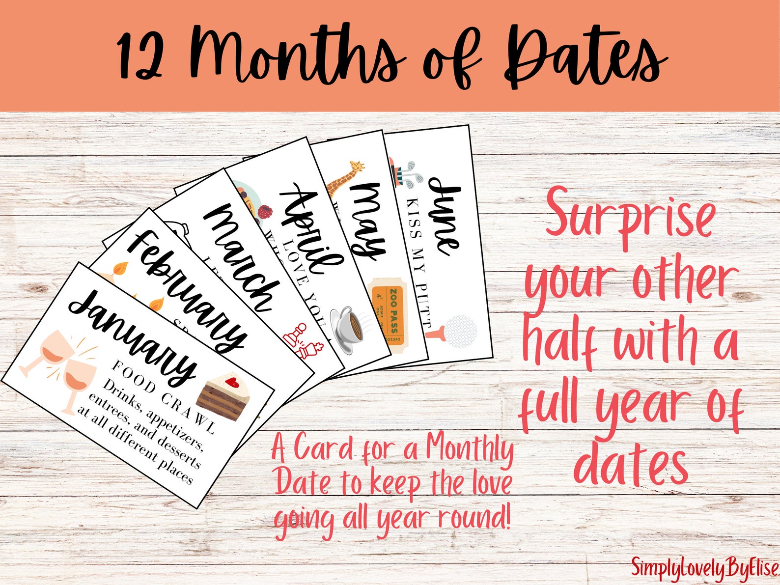 12 Months of Dates- Anniversary Gift- Valentine's Day Gift for ...