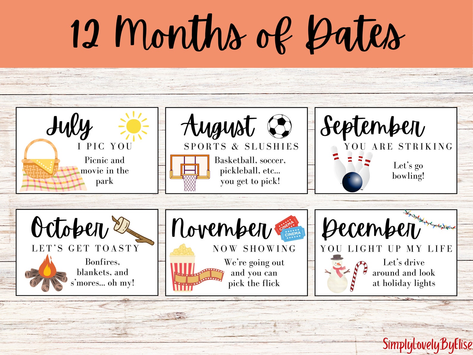 12 Months of Dates- Anniversary Gift- Valentine's Day Gift for ...
