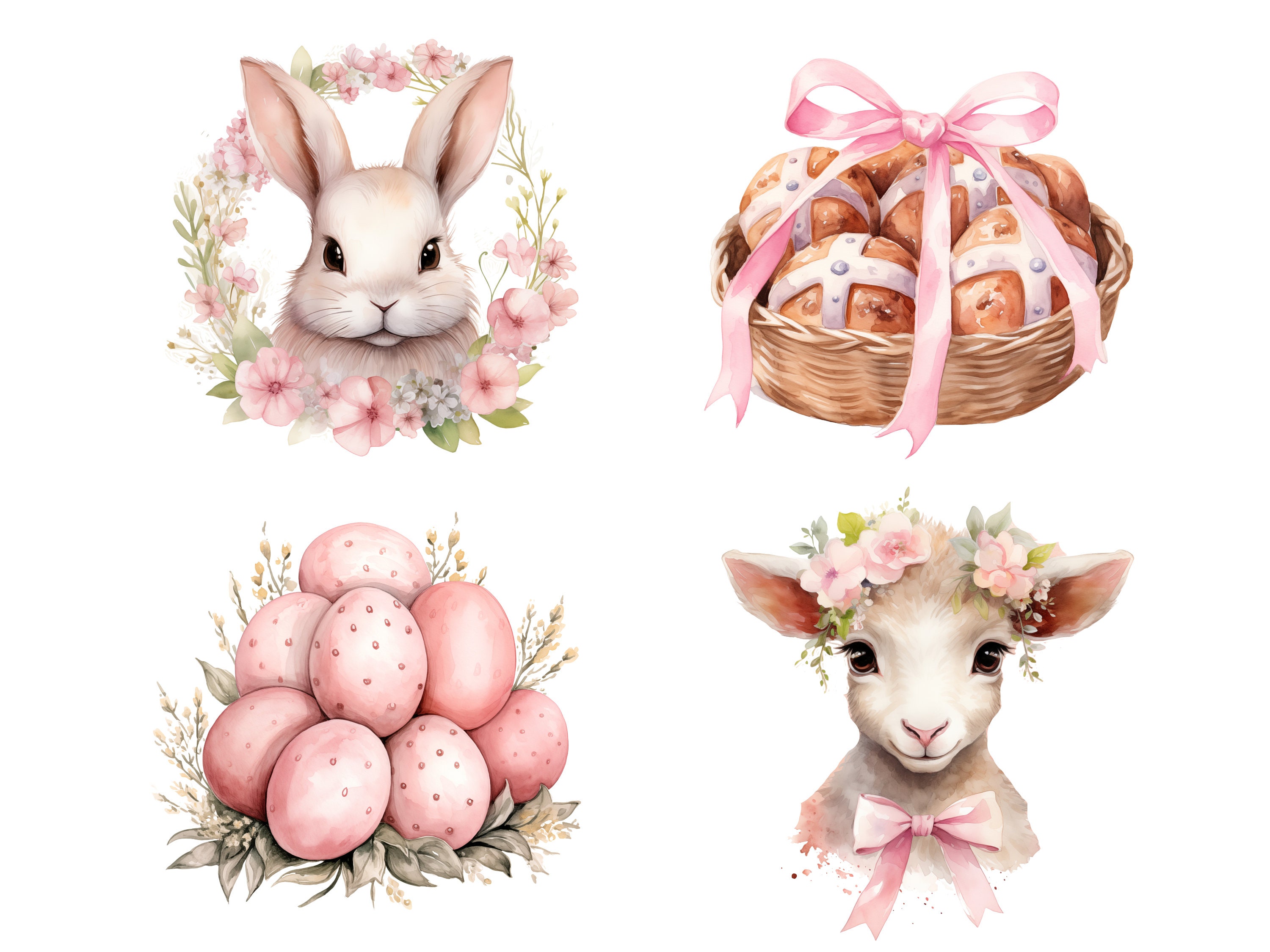 Pink Easter Watercolor Clipart, Pink Easter PNG, 19 Pink Easter ...