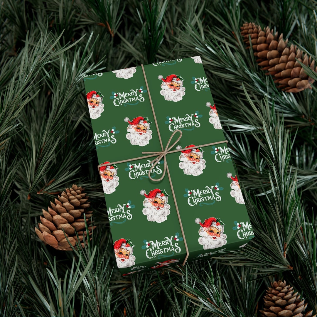 Santa Christmas Wrapping Paper, Christmas Santa Wrapping, Santa ...