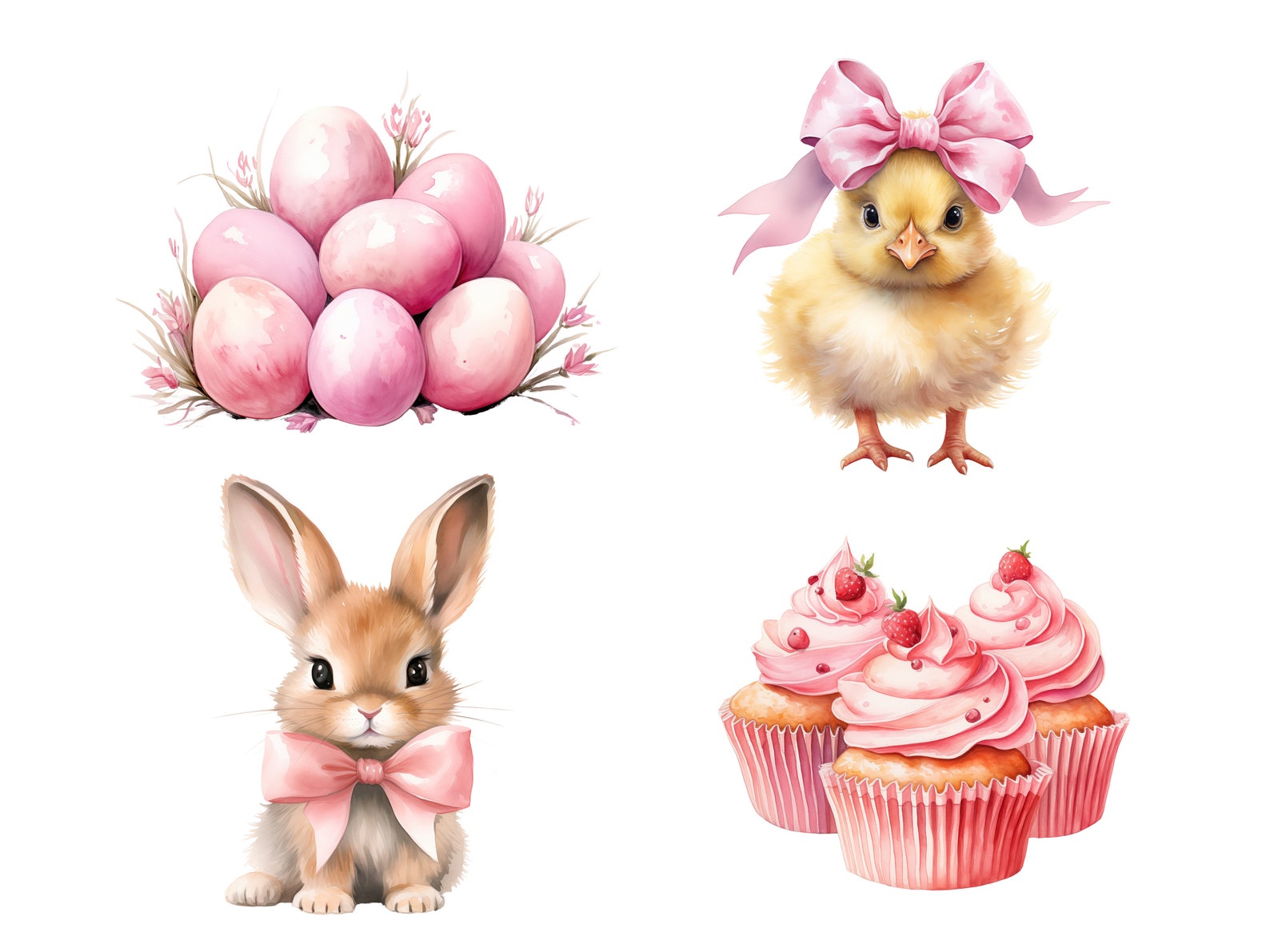 Pink Easter Watercolor Clipart, Pink Easter PNG, 19 Pink Easter ...