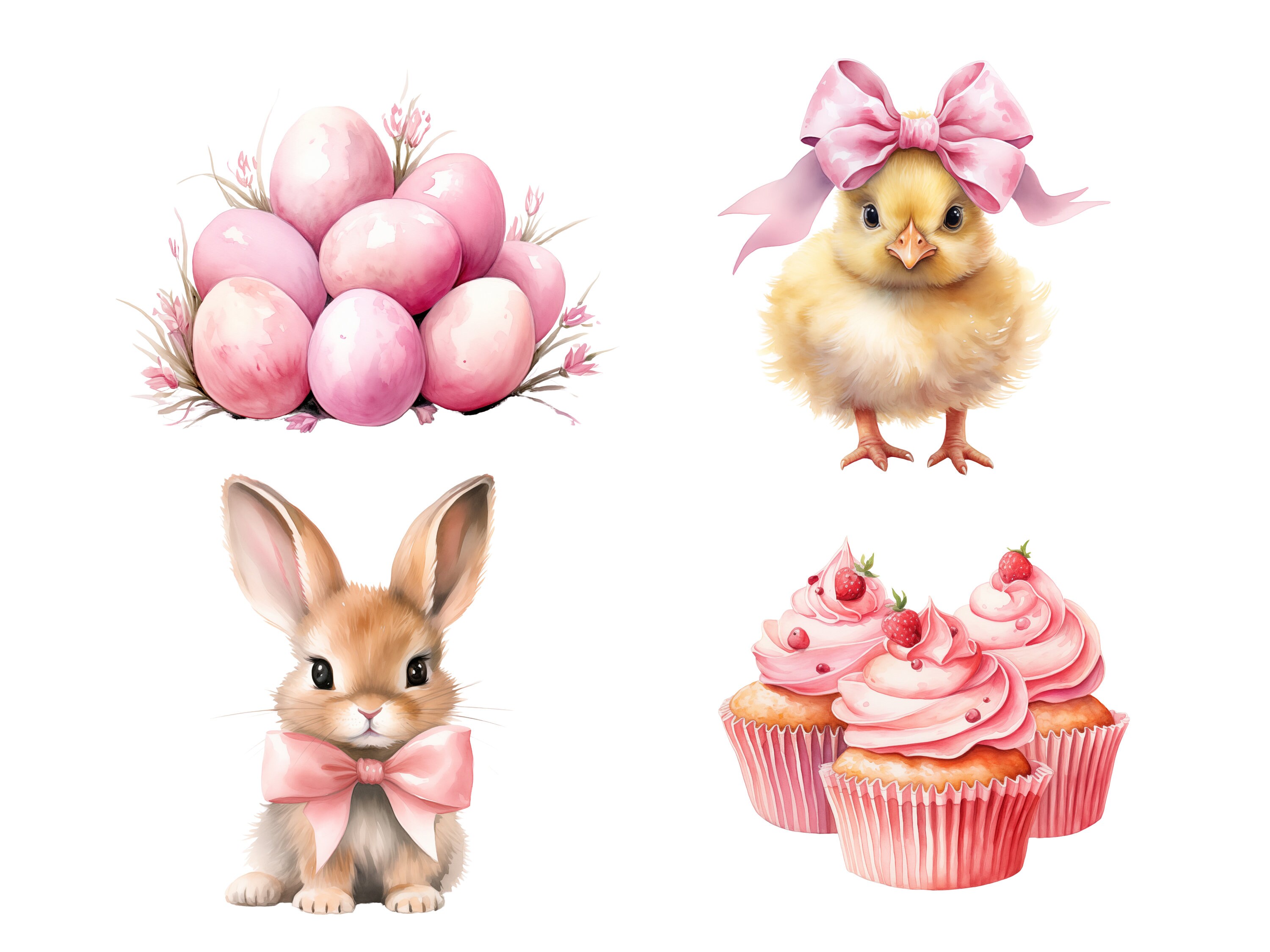 Pink Easter Watercolor Clipart, Pink Easter PNG, 19 Pink Easter ...