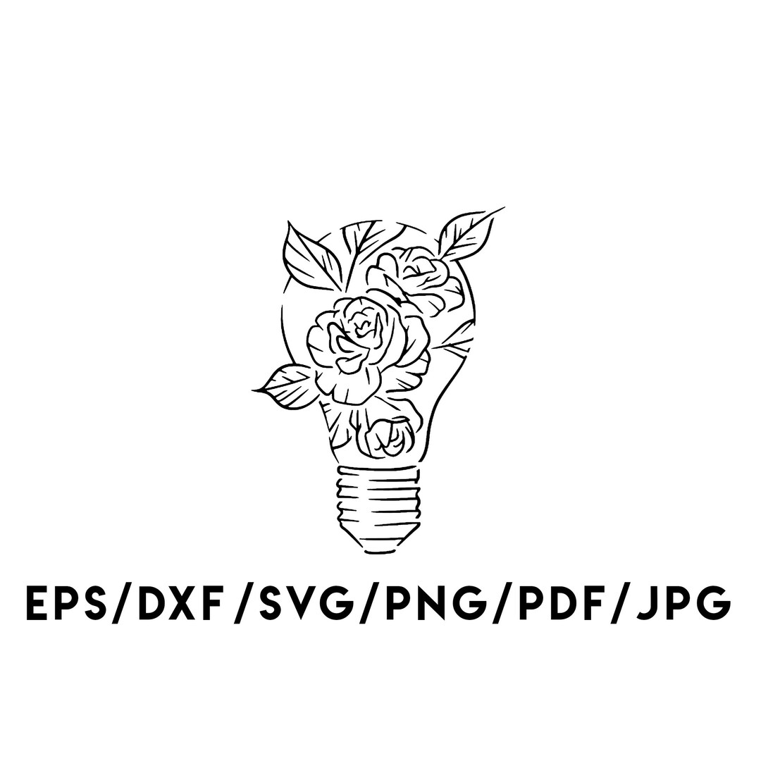 Light Bulb Flower Design Instant Download Svg, Eps, Dxf, Png, Pdf, Jpg ...
