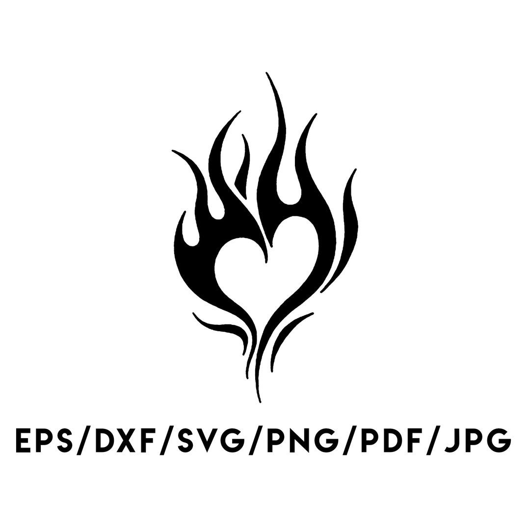 Flaming Heart Design Instant Download Svg, Eps, Dxf, Png, Pdf, Jpg ...