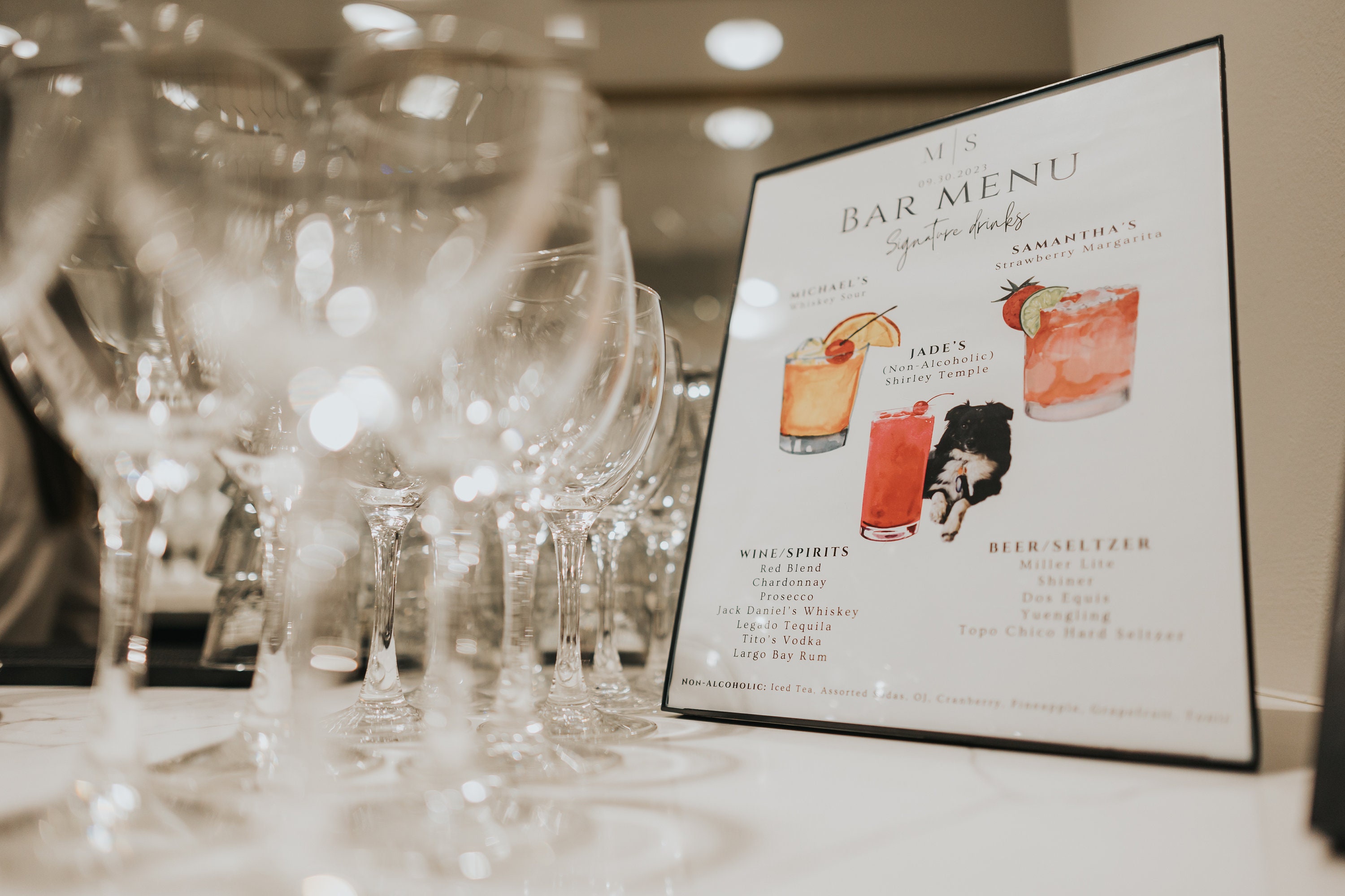 Wedding Bar Sign, Whiskey Sour, Strawberry Margarita, Shirley Temple ...