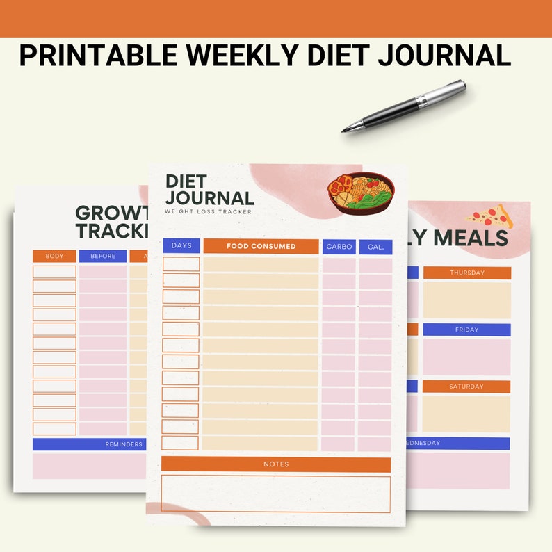 Digital Weekly Meal Planner,journal Planner, Diet Planner, Weekly Meal ...