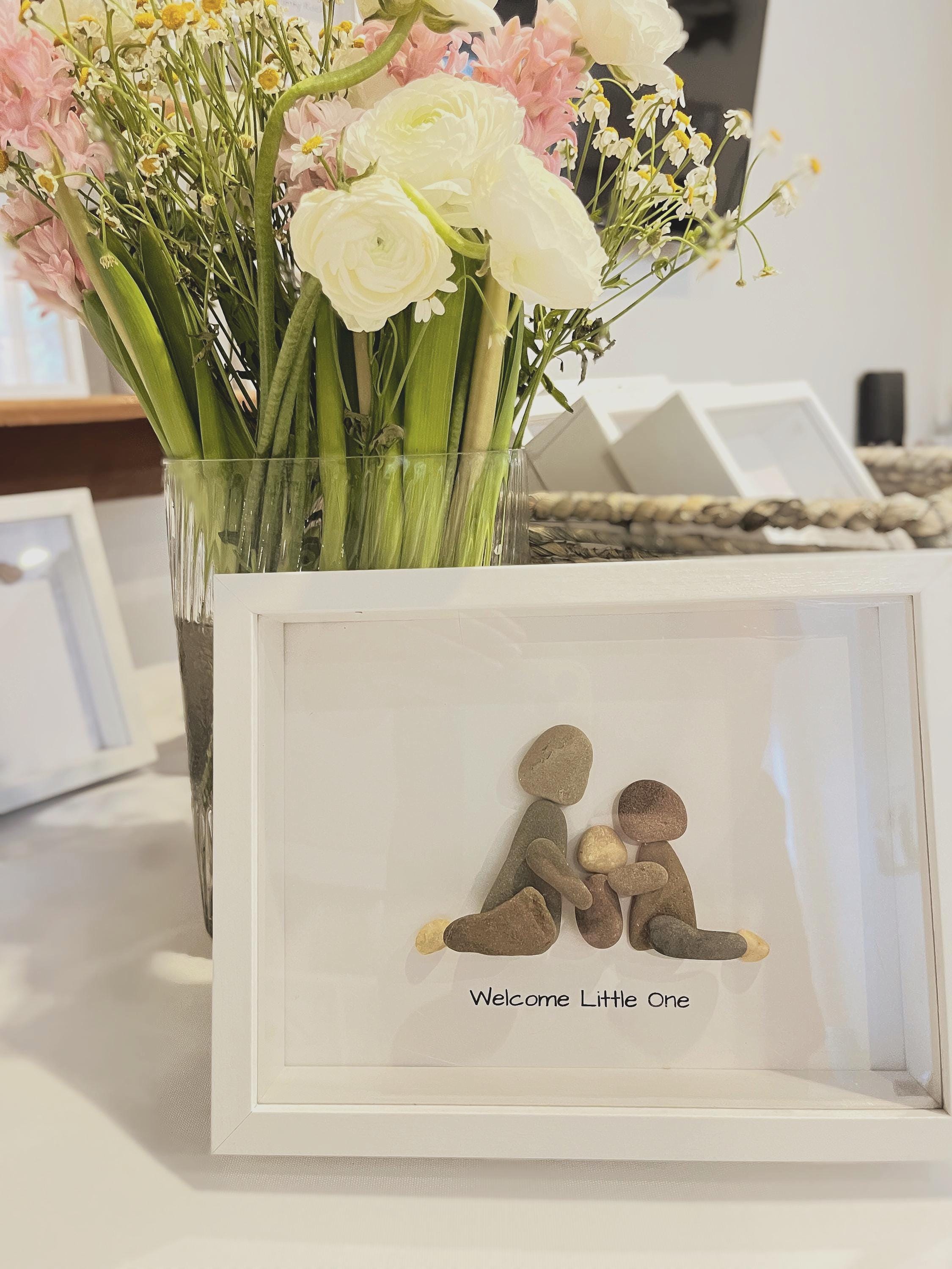 Handmade Pebble Art – Welcome Little One – Unique New Baby Gift, Family ...